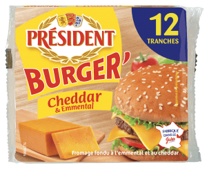 Président - Fromage pour burger fondu cheddar emmental PRESIDENT ...