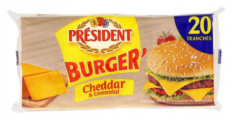 Président - Fromage Burger' cheddar emmental PRESIDENT | Allergobox